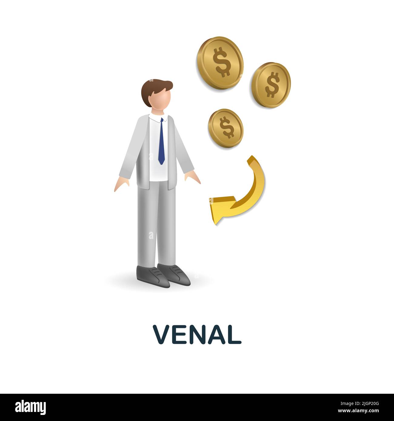 Venal icon in 3d. Colored illustration from corruption collection ...