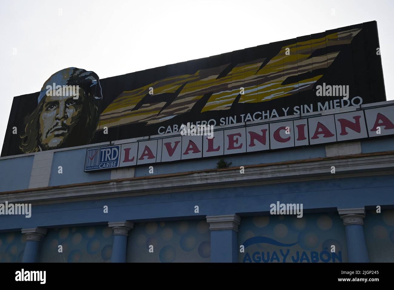 Scenic view of a Che Guevara banner on a Prado Avenue local store ...
