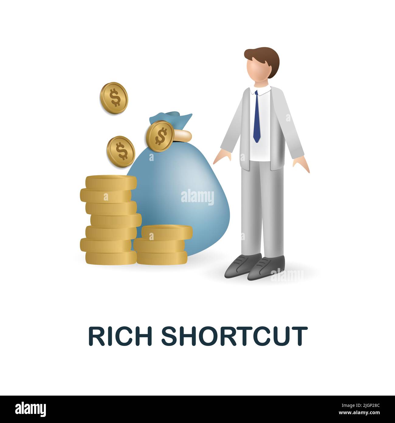 Rich Shortcut icon in 3d. Colored illustration from corruption ... Rich Shortcut icon in 3d. Colored illustration from corruption ...