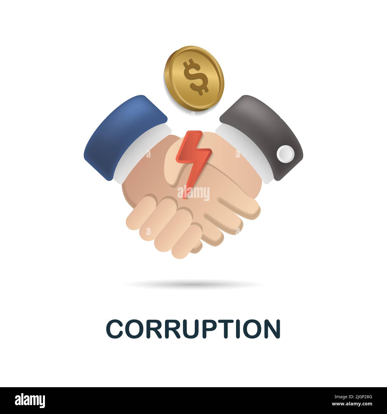 Corruption icon in 3d. Colored illustration from corruption collection ...