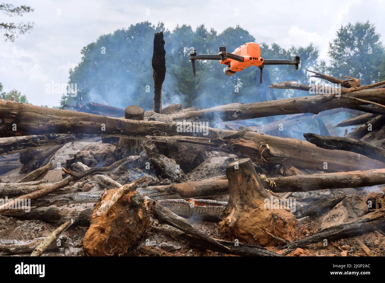 A drone is being used by the fire services to follow the fire into the ...