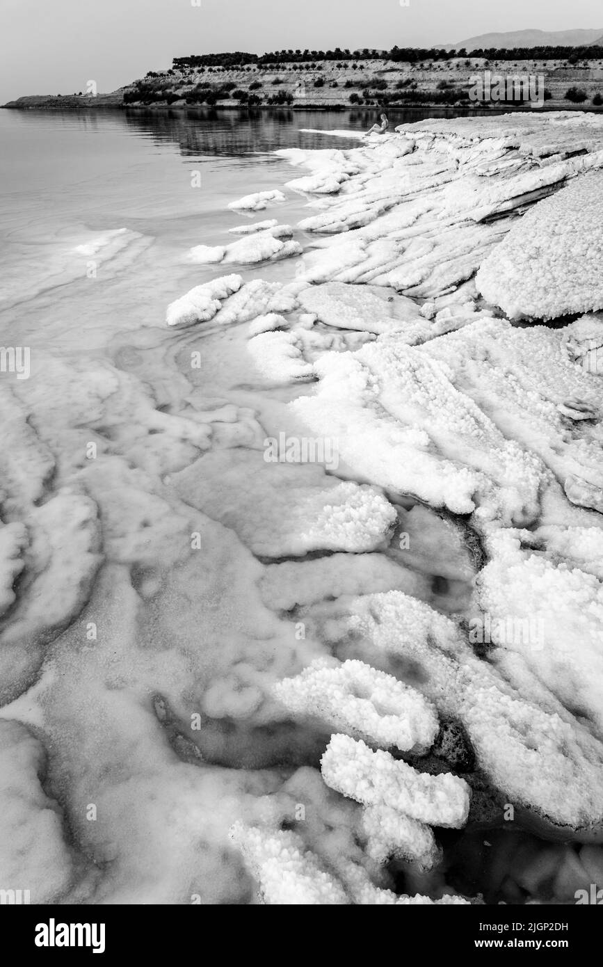 Salt Deposits On The Shore Of The Dead Sea, Jordan, Asia Stock Photo ...