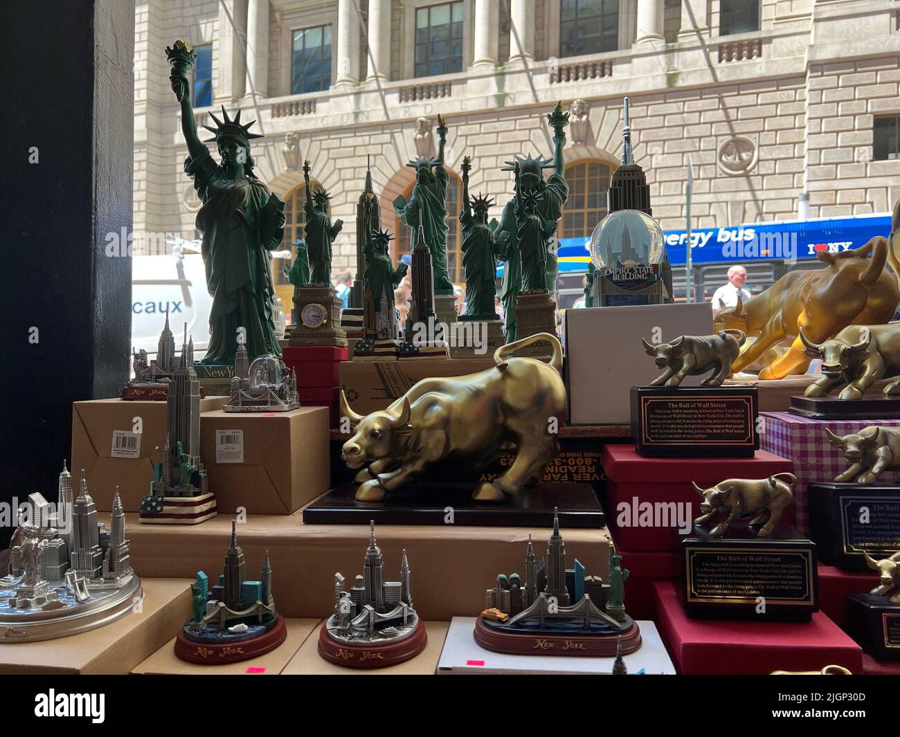 New York Souvenir stand on lower Broadway at the southern tip of ...