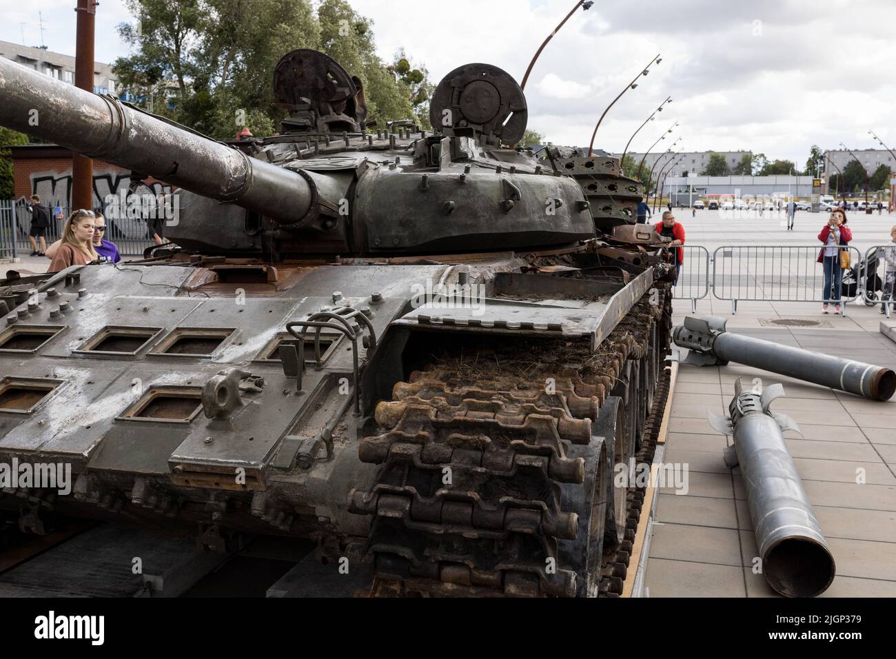 WROCŁAW, POLAND - JULY 12, 2022: Destroyed Russian military equipment ...