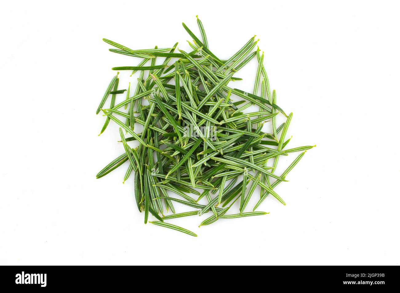 Pile of green spruce needles isolated on white background Stock Photo ...