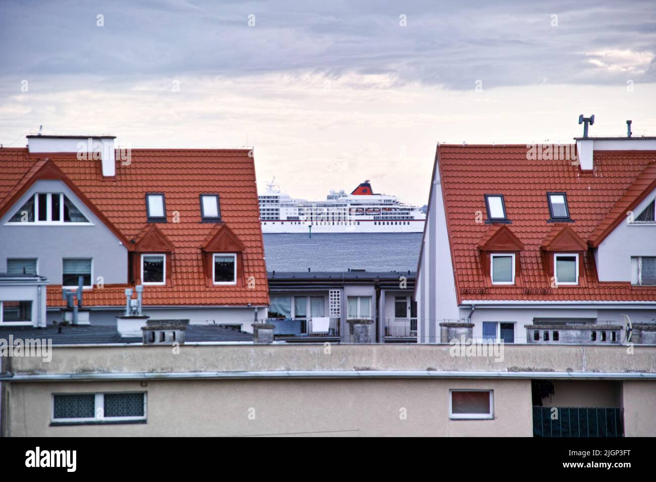 In the morning. The vessel entrance to the port. Gdansk Brzezno, Baltic ...
