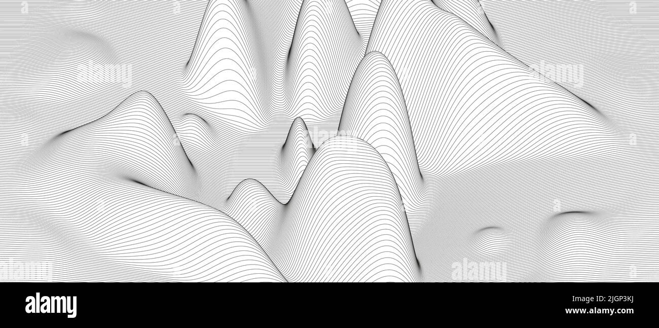 Monochrome sound line waves abstract background . Distorted line shapes ...