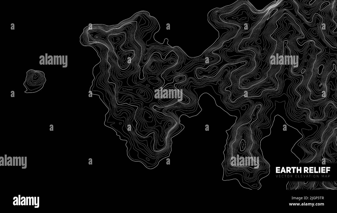 Vector abstract earth relief map. Generated conceptual elevation map ...
