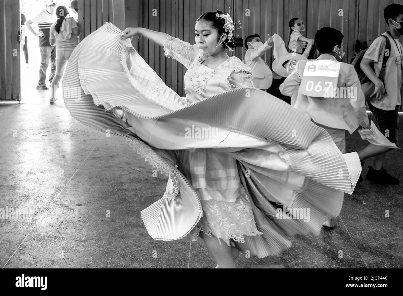 Young Peruvian Dancers Practise The Marinera Dance Before Taking Part ...