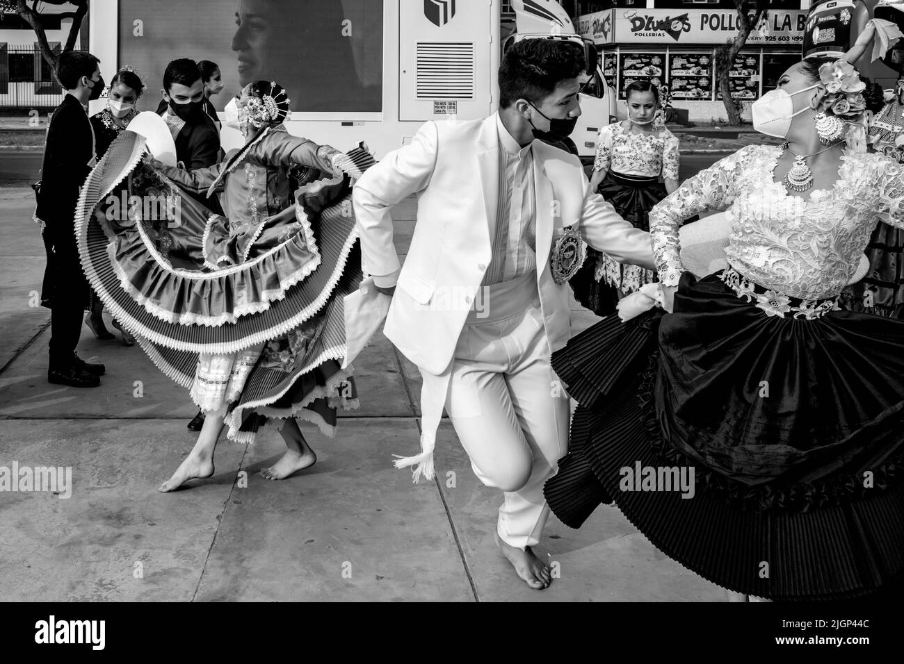 Young Peruvian Dancers Practise The Marinera Dance Before Taking Part ...