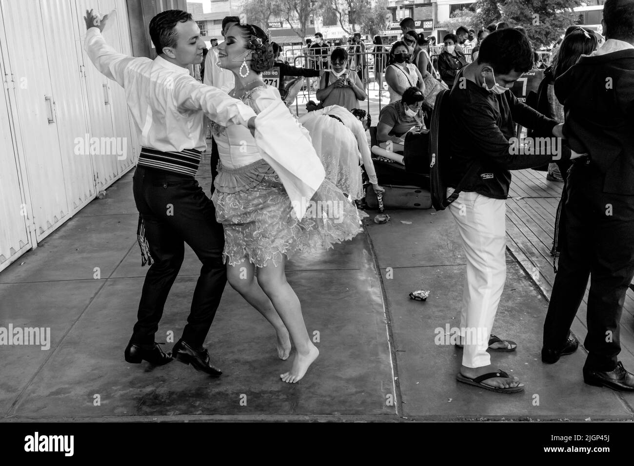Young Peruvian Dancers Practise The Marinera Dance Before Taking Part ...