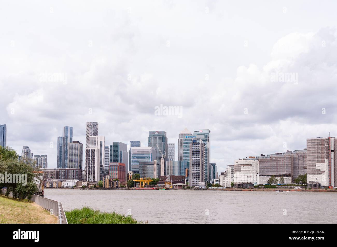 Summer 2022. View across the River Thames from Greenwich Peninsula ...