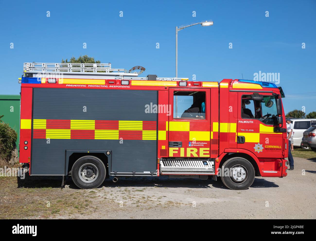 Fire engine at Stithians Annual Agricultural Show in Cornwall on a ...