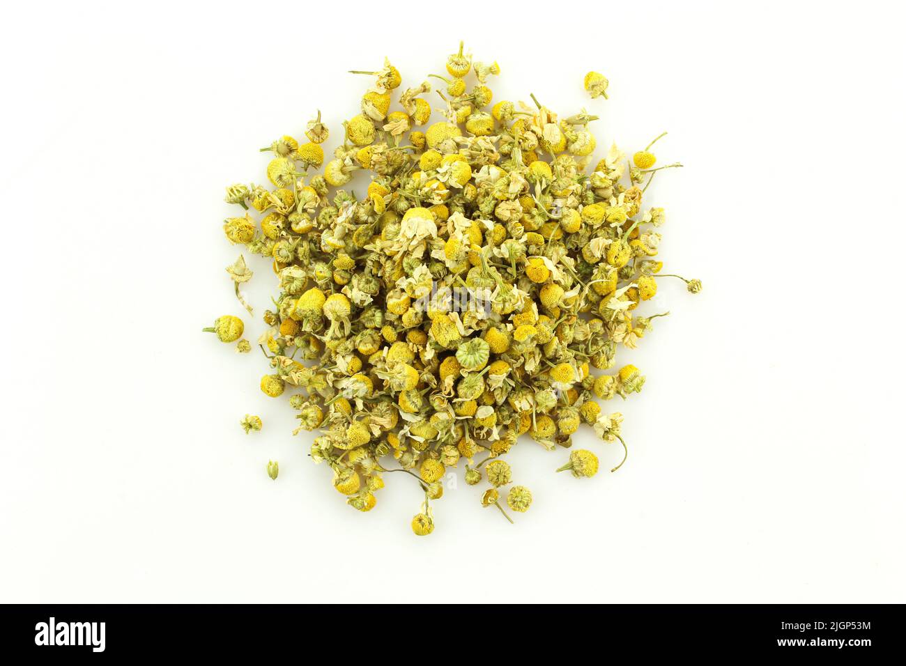 Pile of dry herb chamomile buds isolated on white background. Flower ...