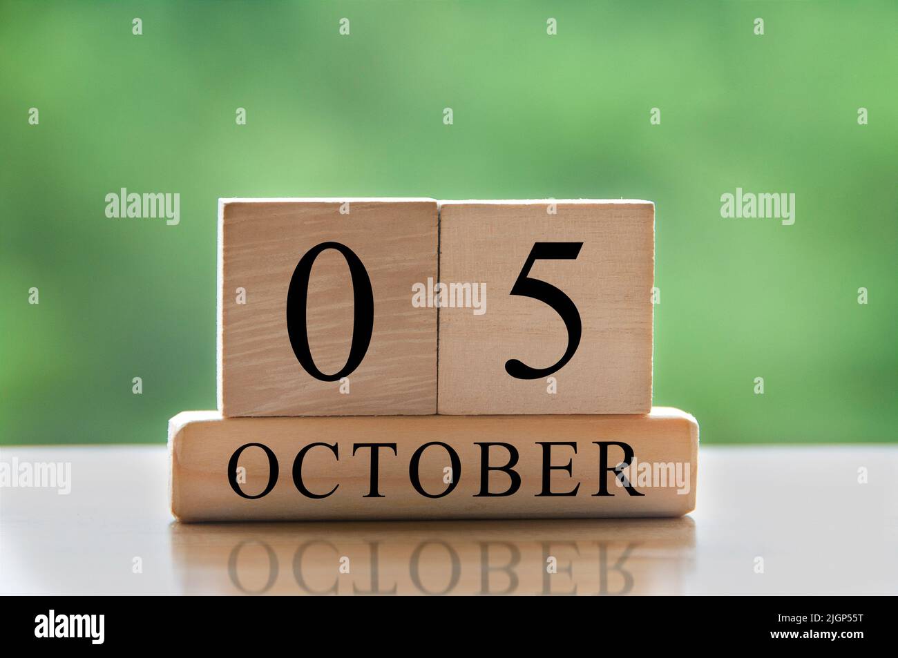 October 5 calendar date text on wooden blocks with copy space for ideas ...