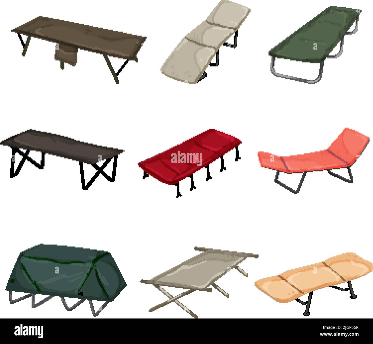 cot camp set cartoon vector illustration Stock Vector Image & Art - Alamy