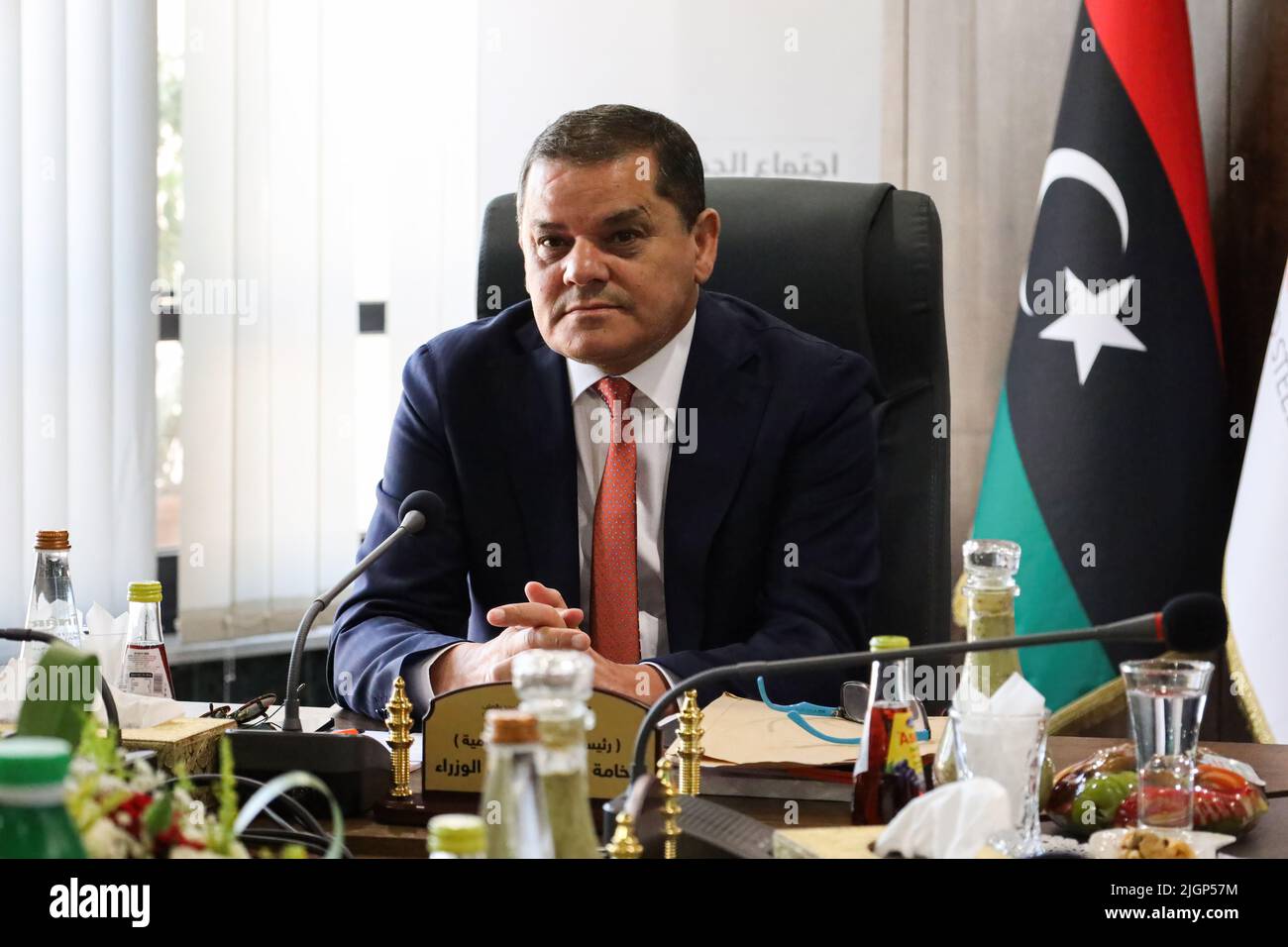 Libyan Prime Minister, Abdel Hamid Dabaiba attends the meeting of the ...
