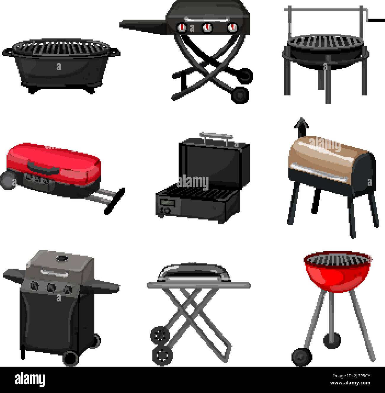 barbecue grill set cartoon vector illustration Stock Vector Image & Art ...