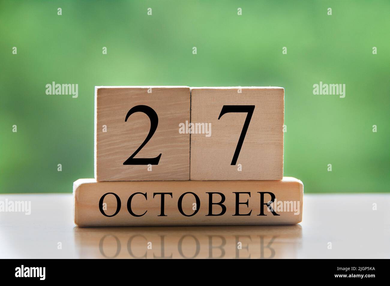 October 27 calendar date text on wooden blocks with copy space for ...