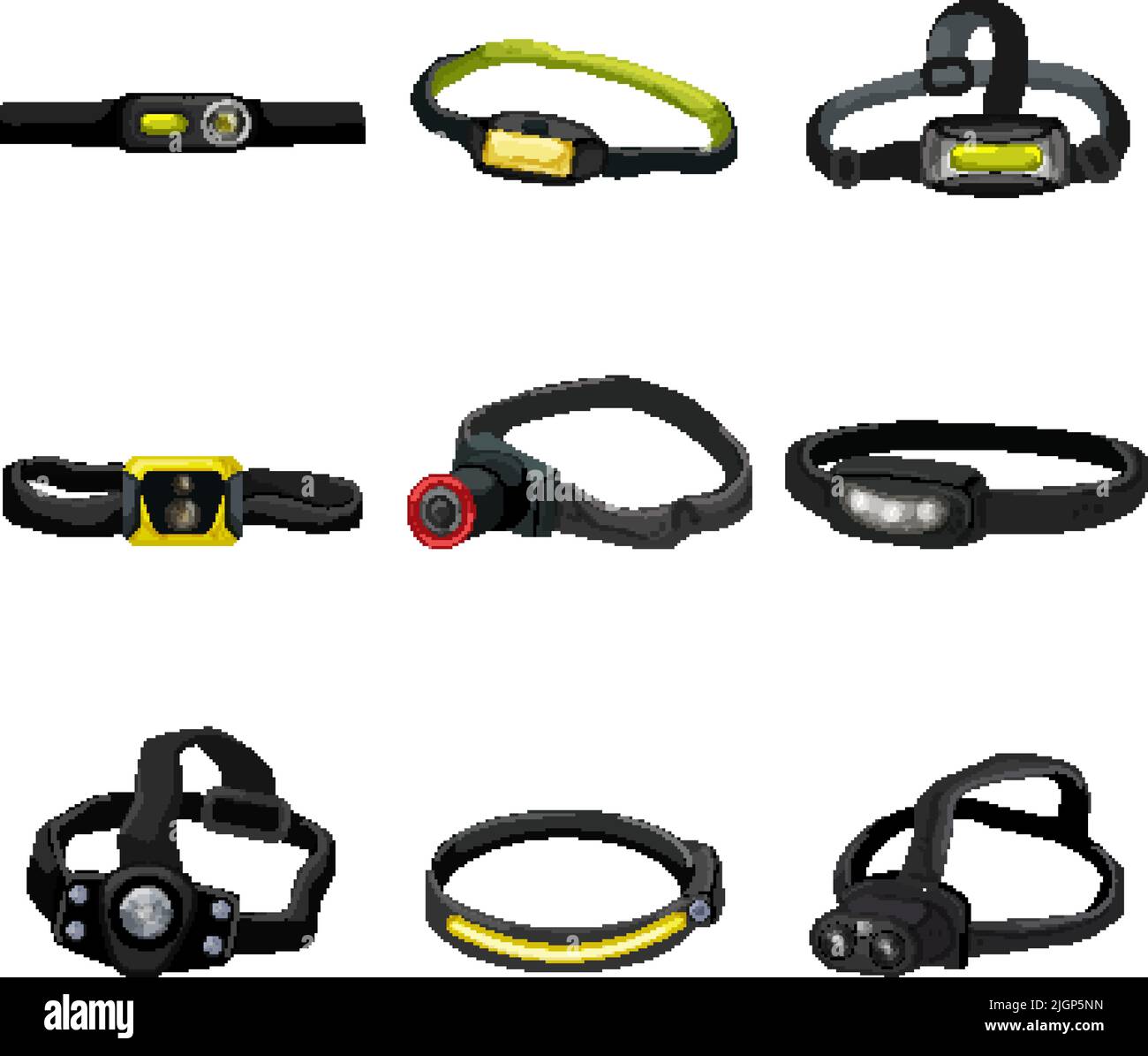 headlamp flashlight set cartoon vector illustration Stock Vector Image ...