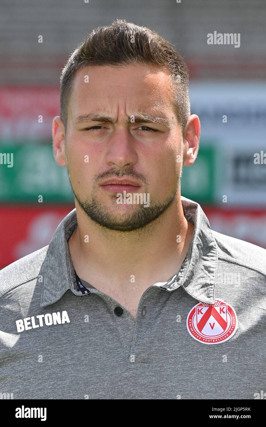 Kortrijk's video analyst Damien Januel poses for the photographer at ...