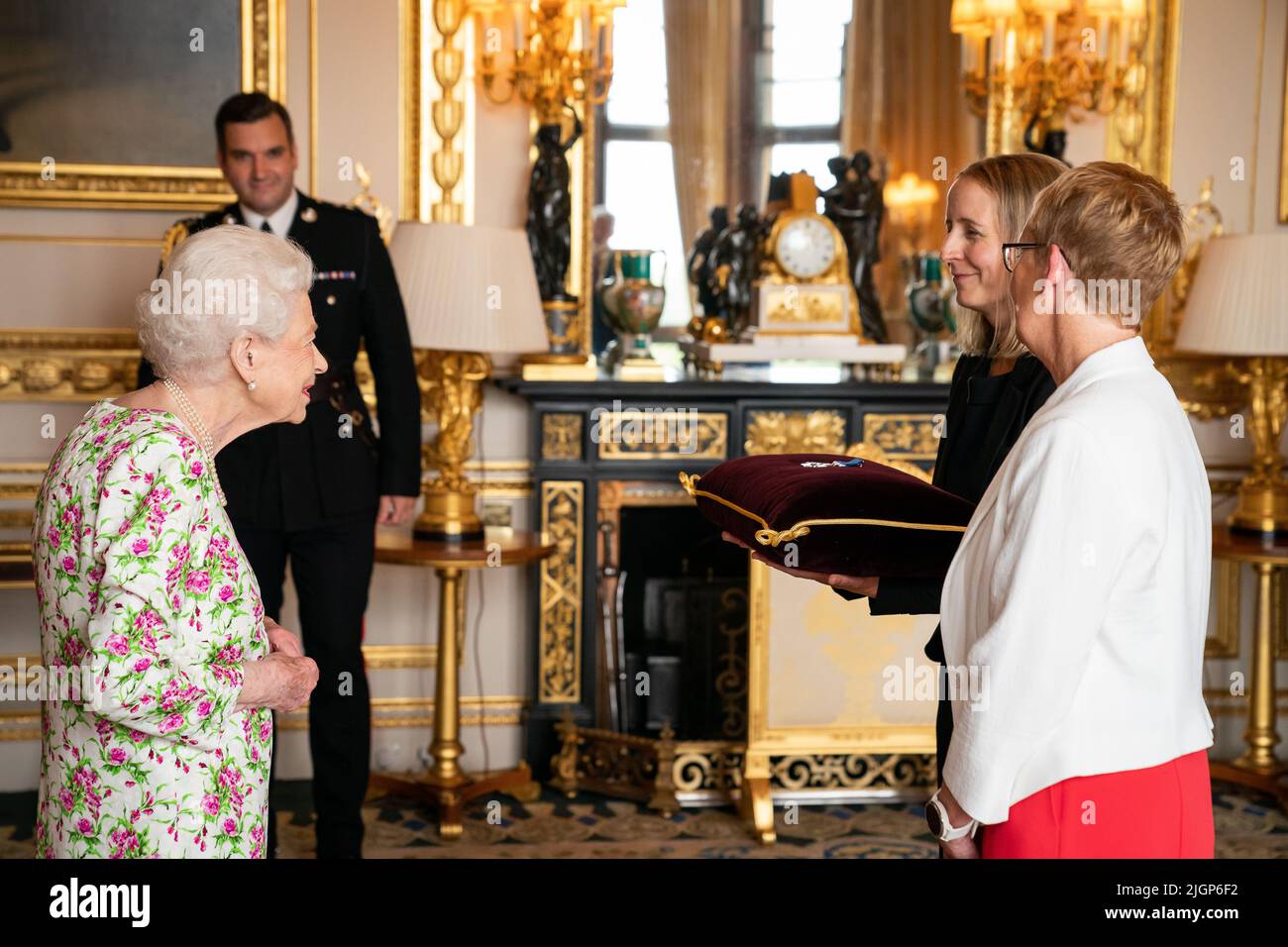 Queen Elizabeth II presenting the George Cross to representatives of ...