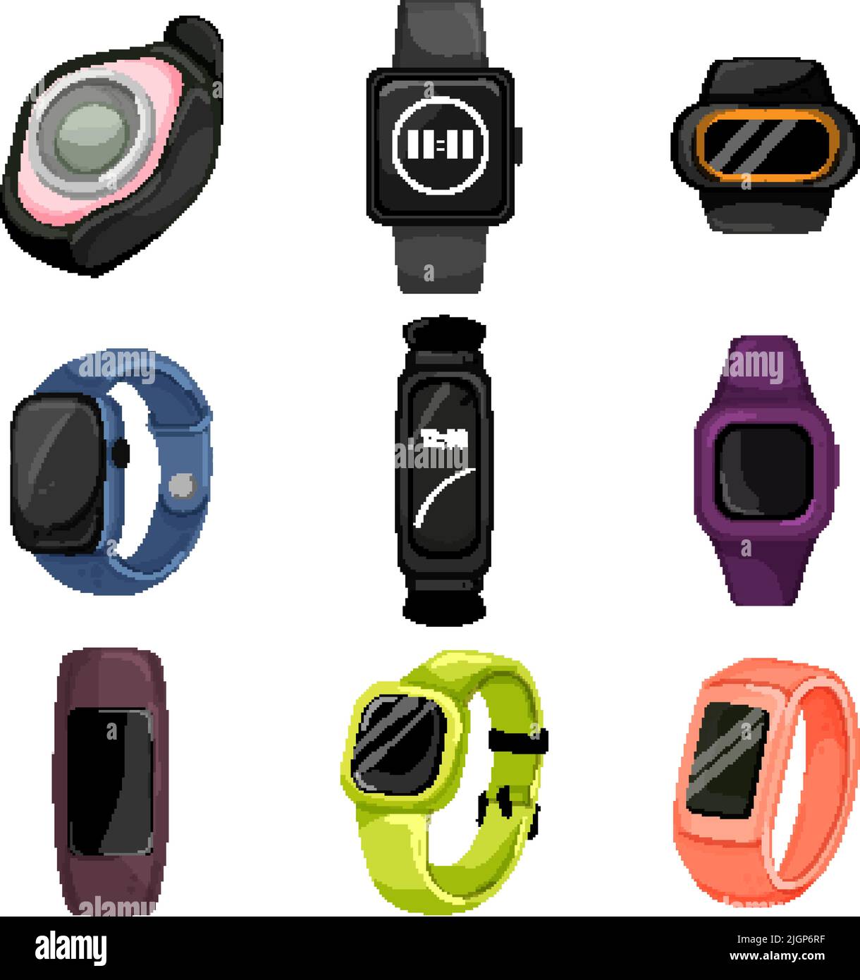 watch tracker set cartoon vector illustration Stock Vector Image & Art ...