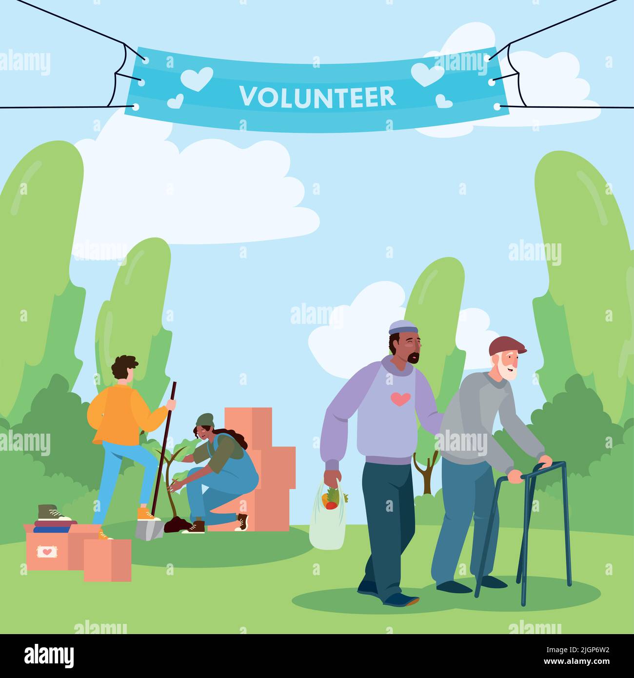 people volunteering poster Stock Vector Image & Art - Alamy