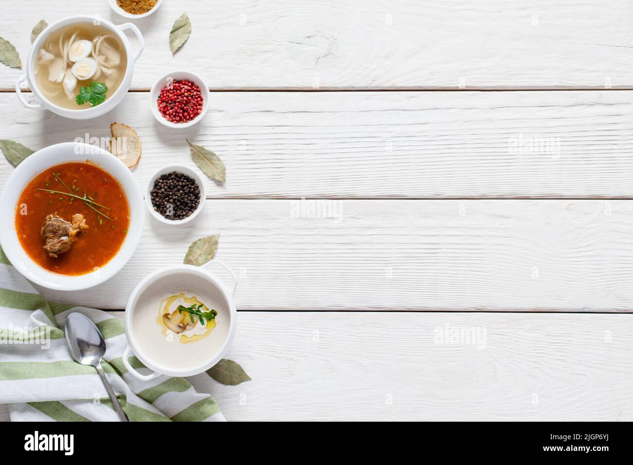 Restaurant lunch menu on white wood free space Stock Photo - Alamy