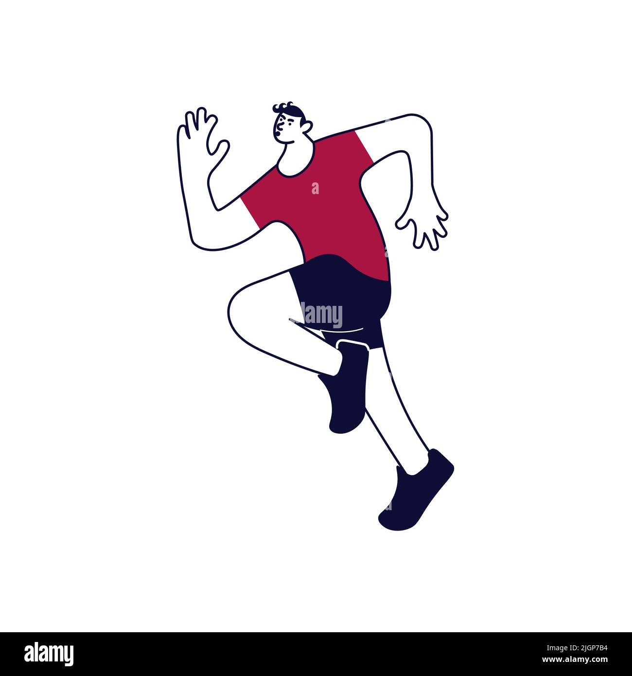 Athlete runner in red tshirt running isolated on white background ...