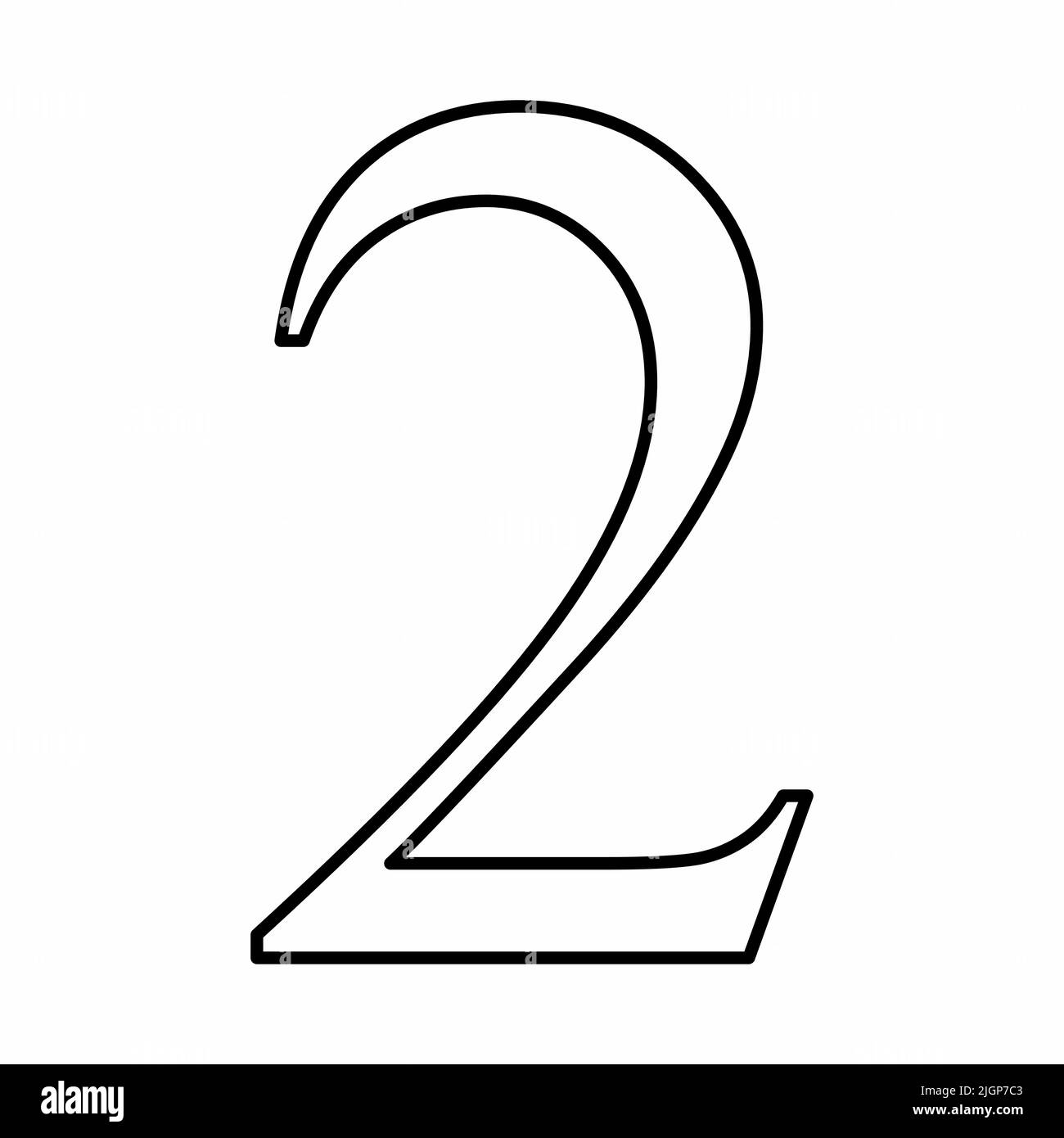 Number two sign. Black outlines on white background Stock Vector Image ...