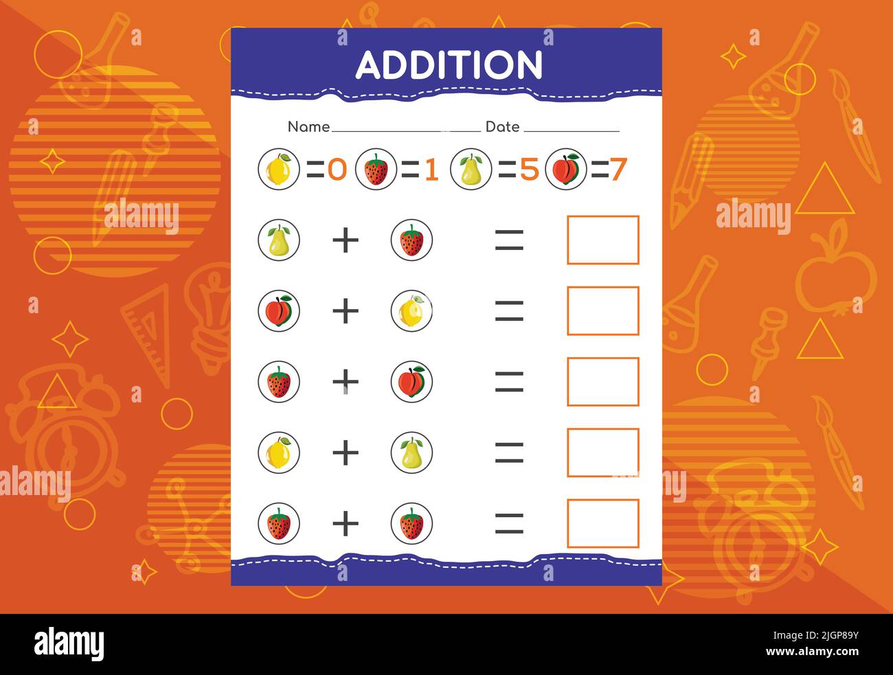 Addition with different fruits for kids. An educational worksheet for ...
