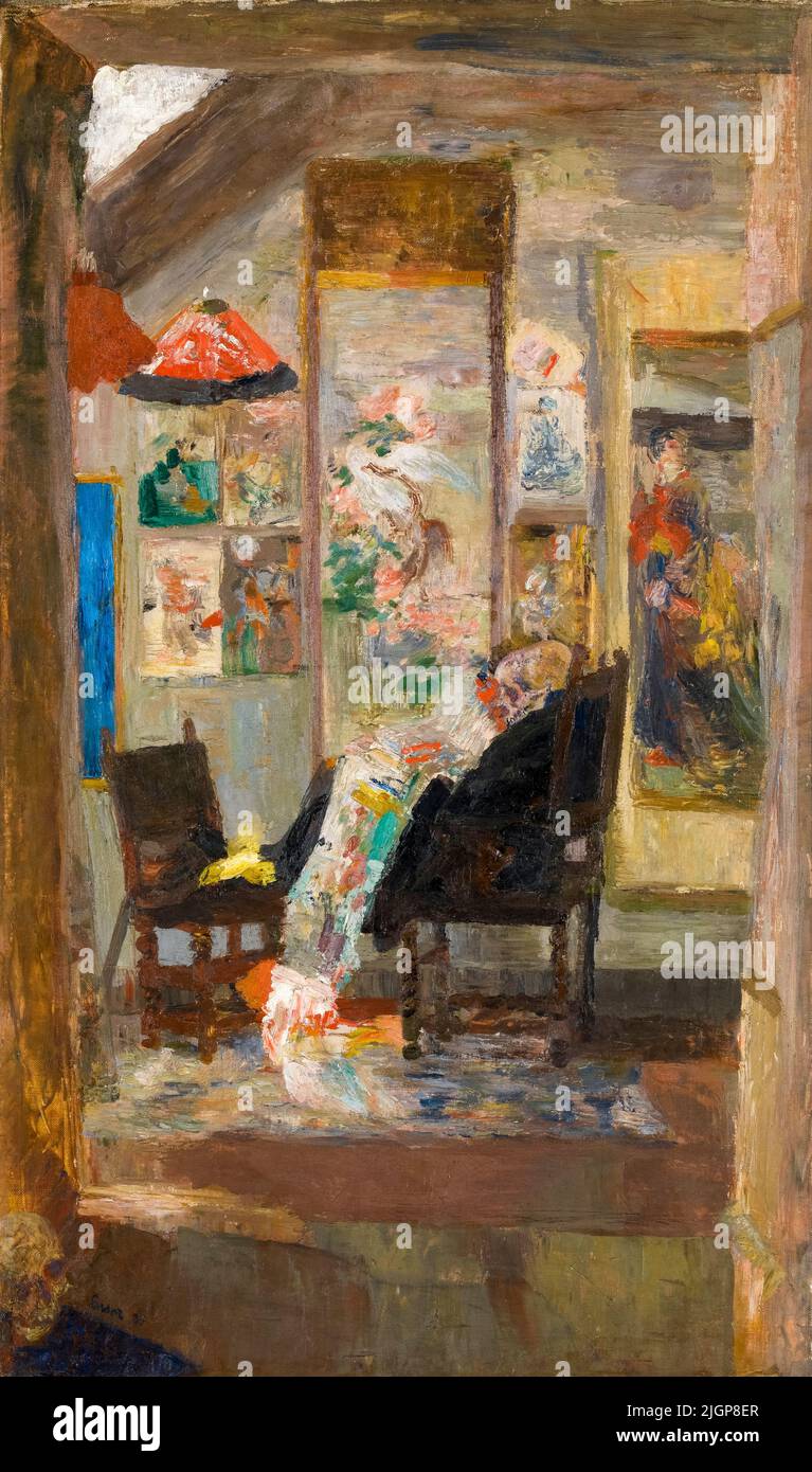 James Ensor, Skeleton Looking at Chinoiseries, painting in oil on ...