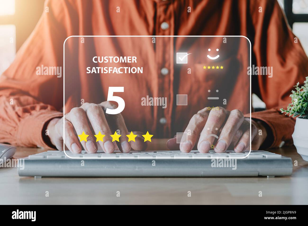 Businessman finger pointing smiley face emoticon on virtual touch ...