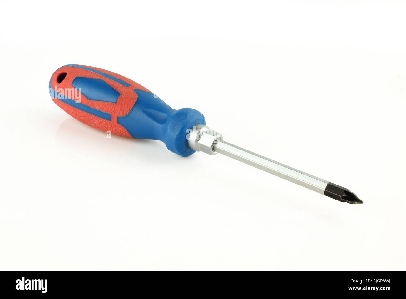 Screwdriver with blue and red handle isolated on white background Stock ...