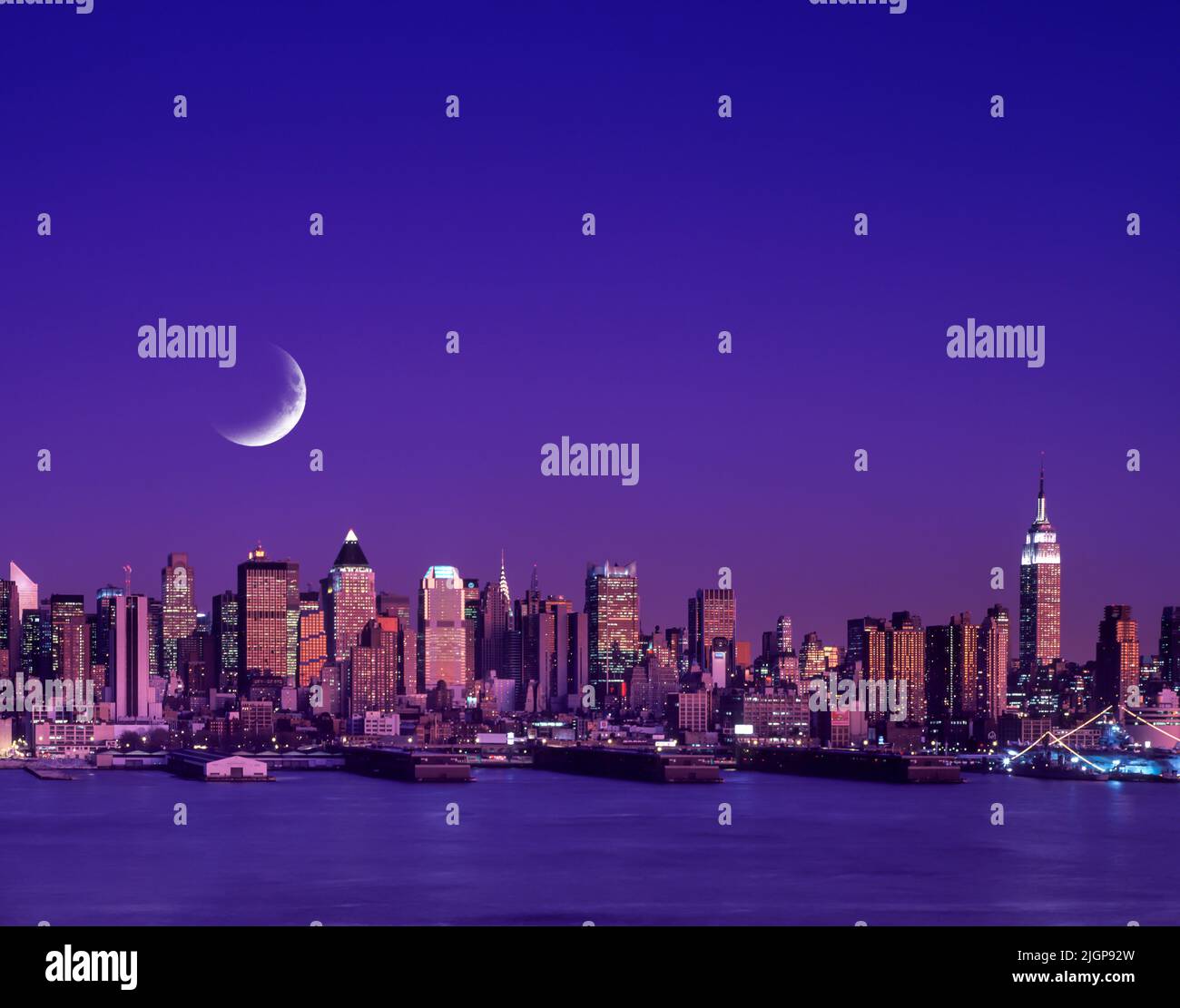 1991 HISTORICAL MIDTOWN SKYLINE HUDSON RIVER MANHATTAN NEW YORK CITY ...