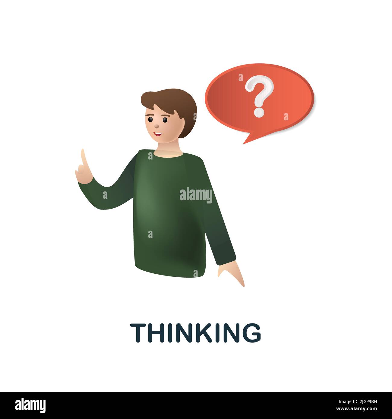 Thinking icon in 3d. Colored illustration from creative package ...
