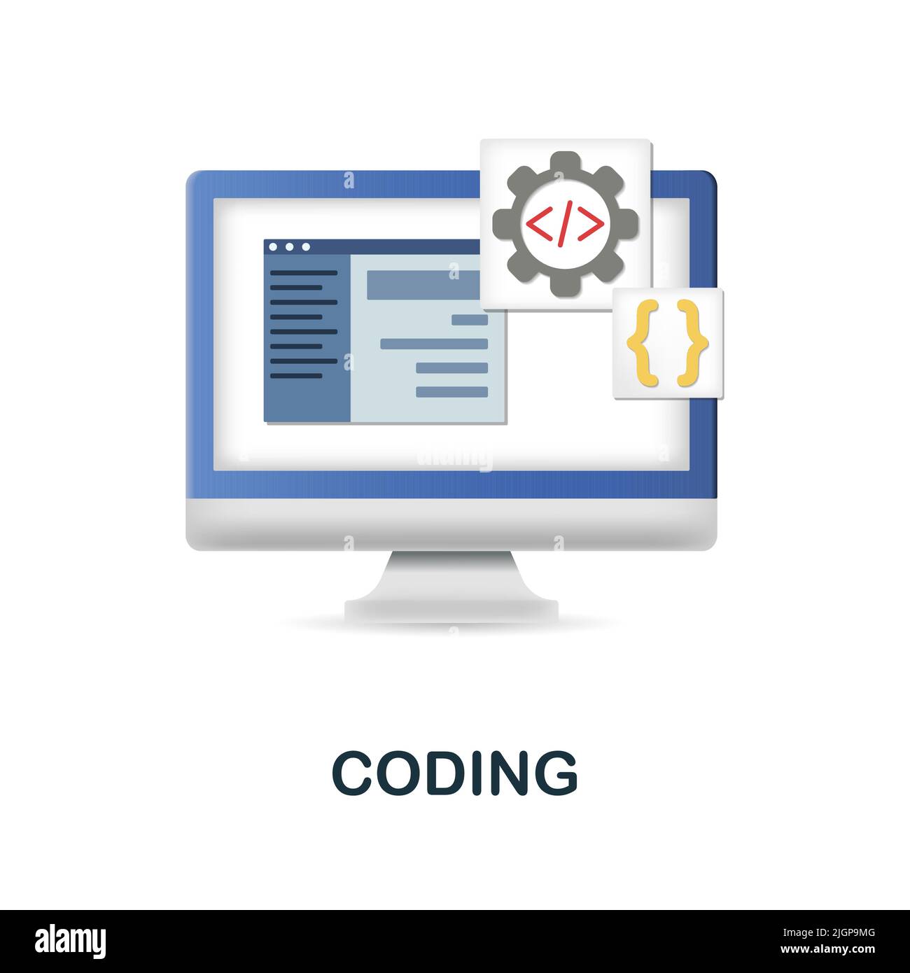 Coding icon in 3d. Colored illustration from creative package ...