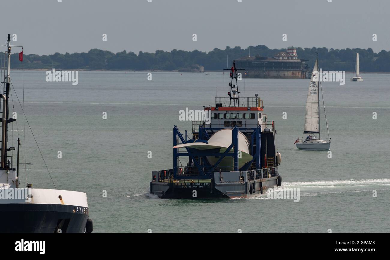 Portsmouth southern England UK. 2022. Wind turbine blade as cargo on ...