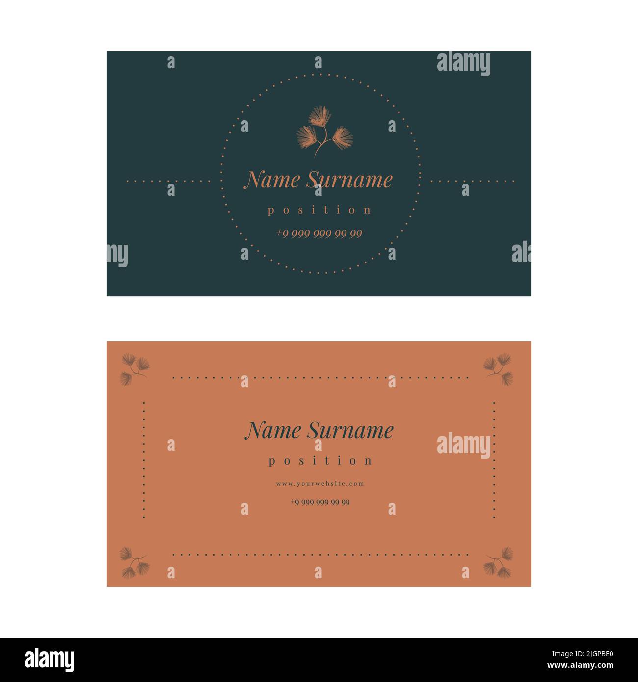 Vintage business card vector set with vignettes Stock Vector Image ...