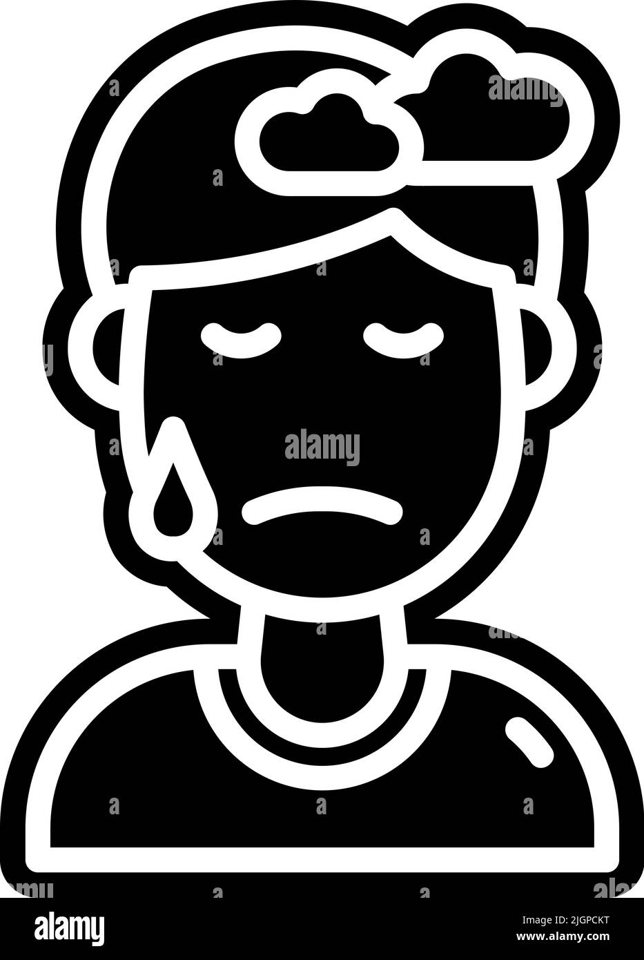 Depressed person icon outline Black and White Stock Photos & Images - Alamy