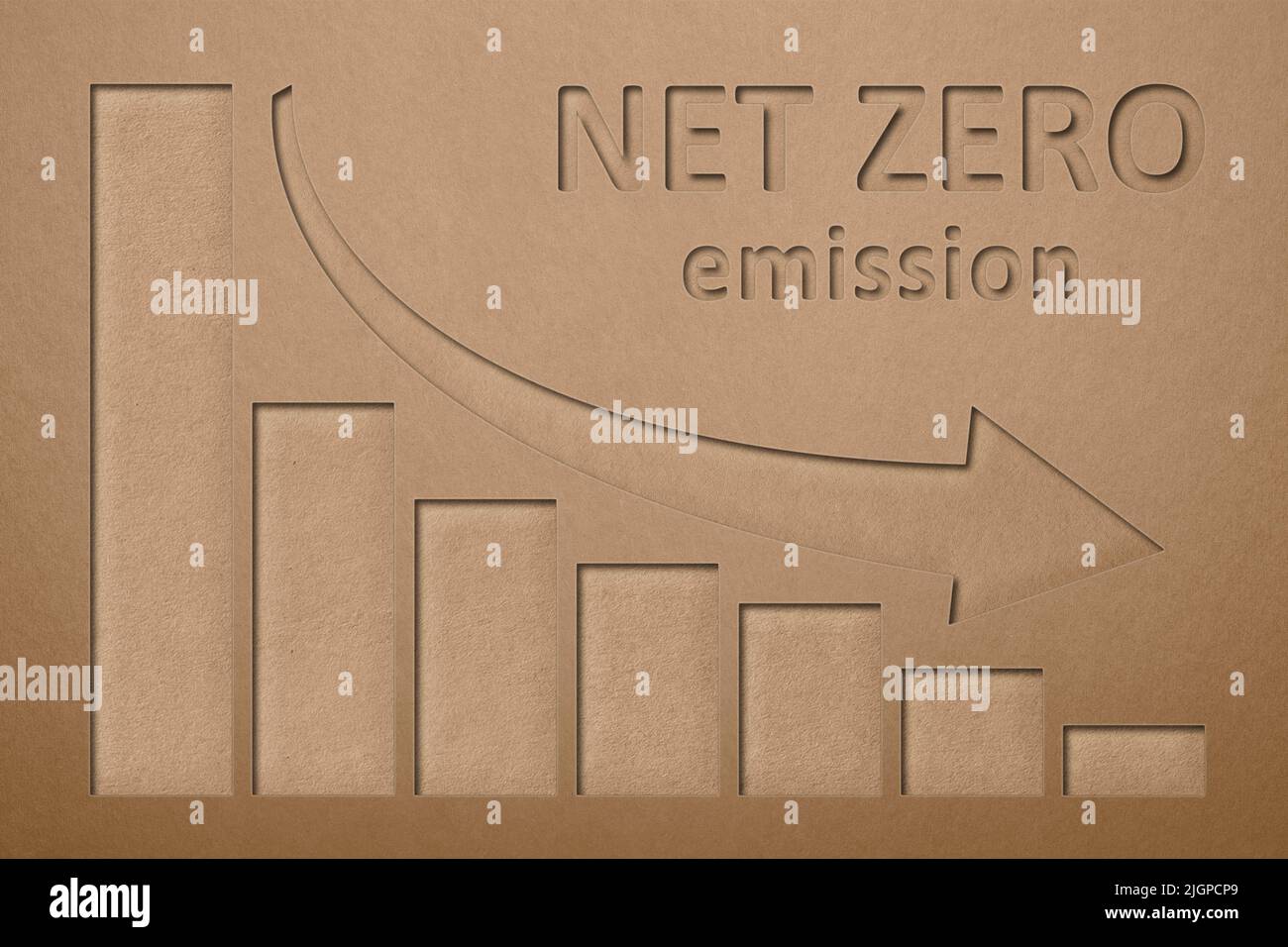Net zero emissions. 3D image of CO2 emission reduction up to 2050 ...