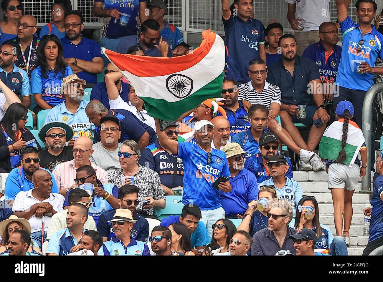 India fans celebrates as Rohit Sharma of India hits a boundary Stock ...