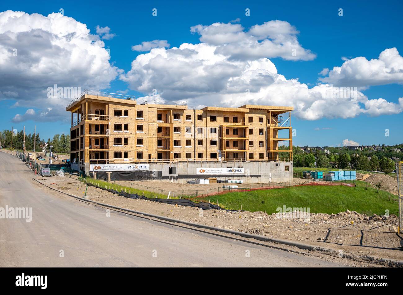 Calgary, Alberta - July 10, 2022: Residential buildings under ...