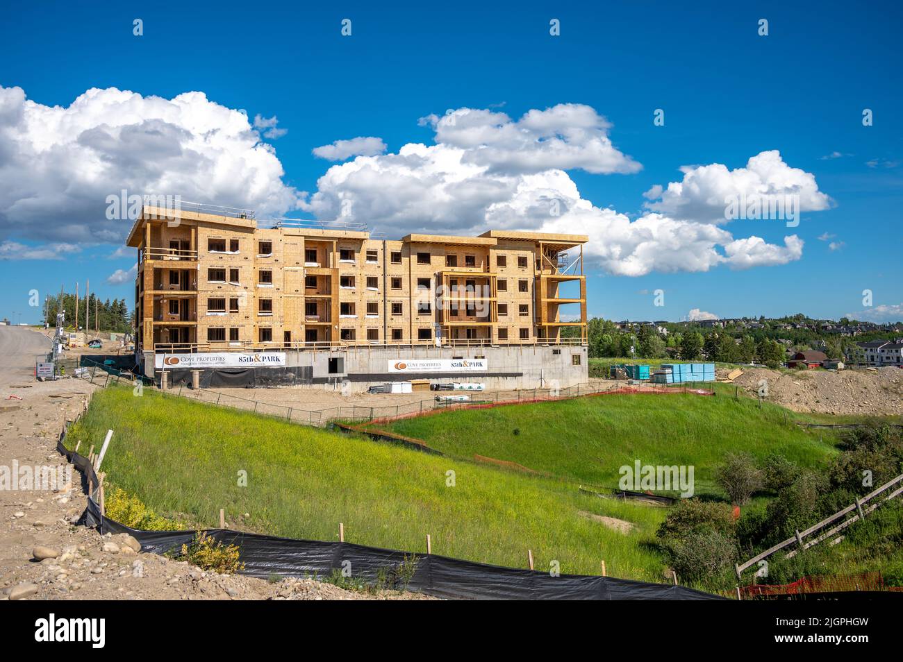 Calgary, Alberta - July 10, 2022: Residential buildings under ...