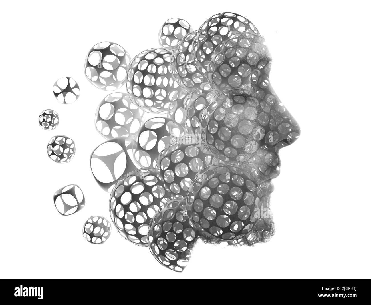 Digitally rendered graphics blended with a portrait Stock Photo - Alamy