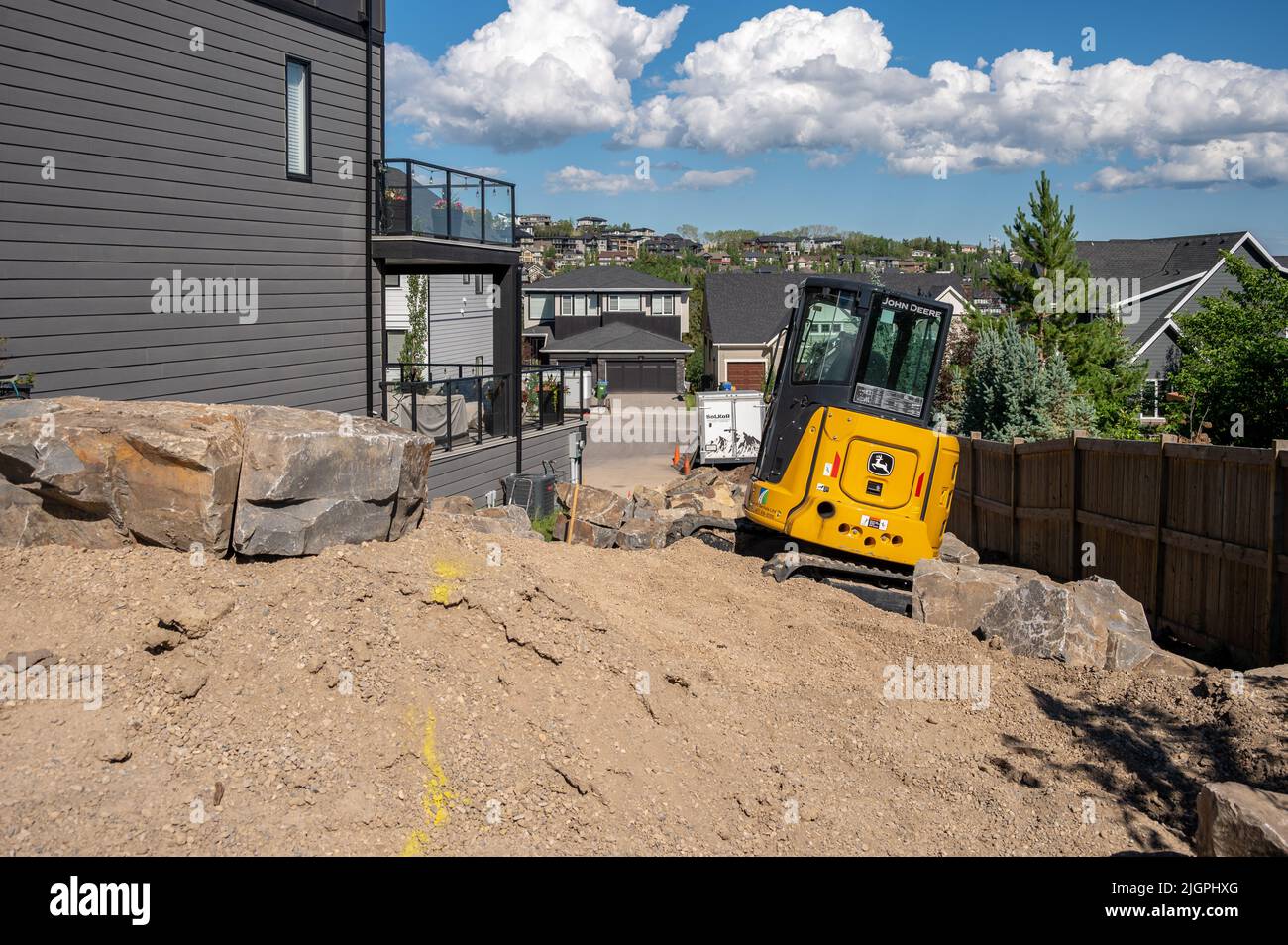 Calgary, Alberta - July 10, 20222: Landscape construction in the ...