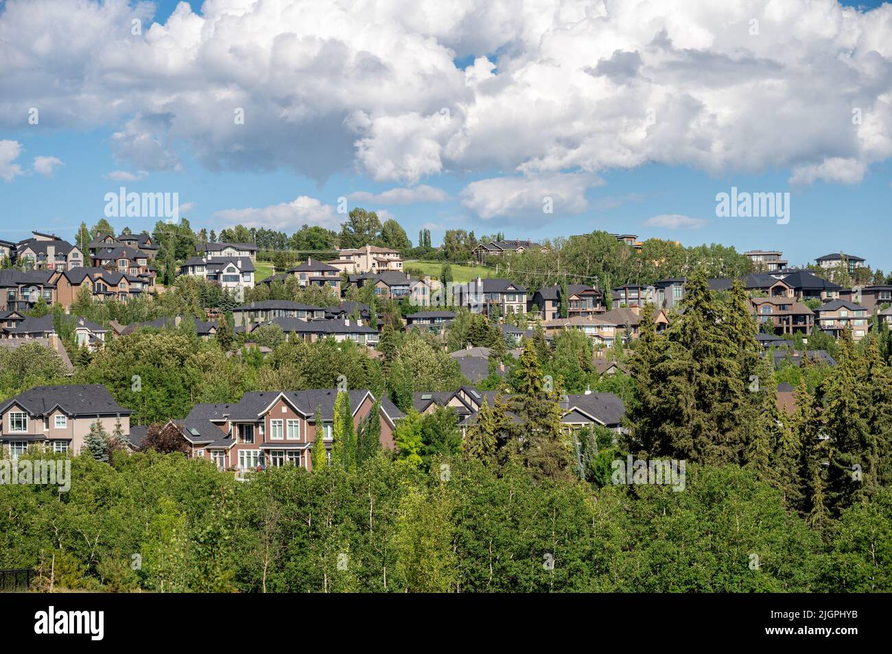 Beautiful suburban homes in the suburbs of Calgary, Alberta Stock Photo ...