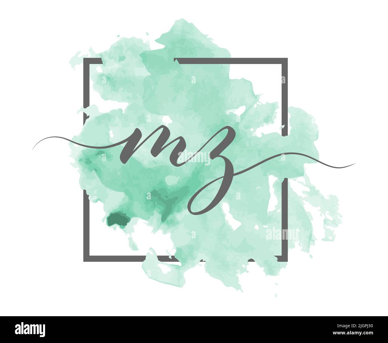 Calligraphic lowercase letters M and Z are written in a solid line on a ...
