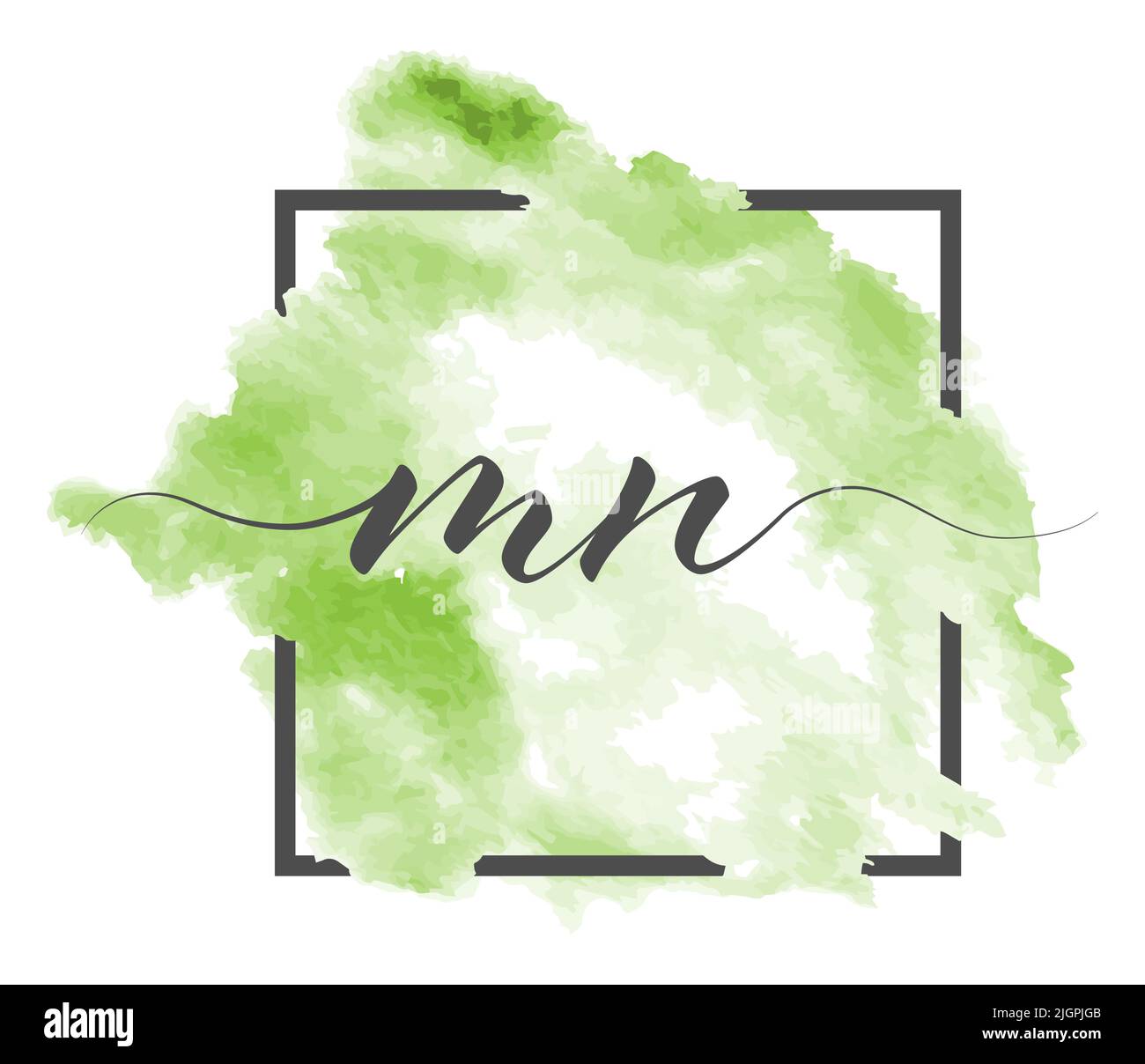 Calligraphic lowercase letters M and N are written in a solid line on a ...